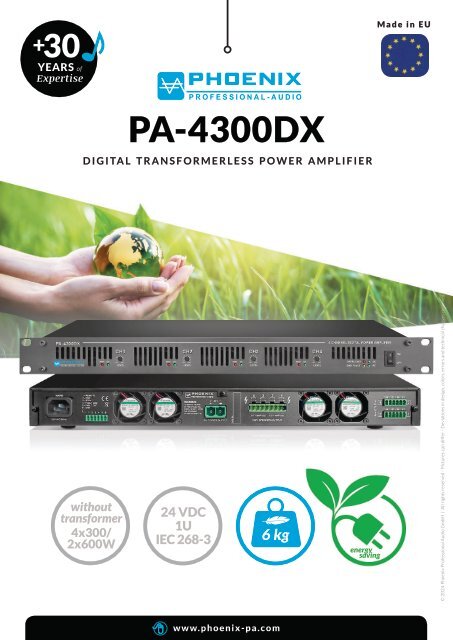 PA-4300DX Digital Tansformerless Power Amplifier | PHOENIX Professional ...