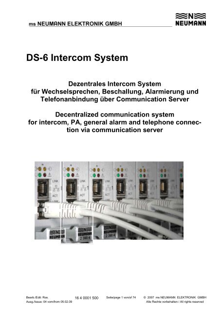 DS-6 Intercom System - Neumann Elektronik
