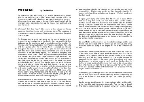 WEEKEND by Fay Weldon - TeachingEnglish