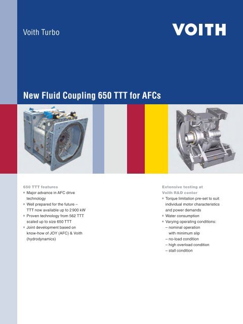 New Fluid Coupling 650 TTT for AFCs - Voith Turbo
