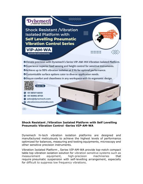 Shock Resistant /Vibration Isolated Platform with Self Levelling ...