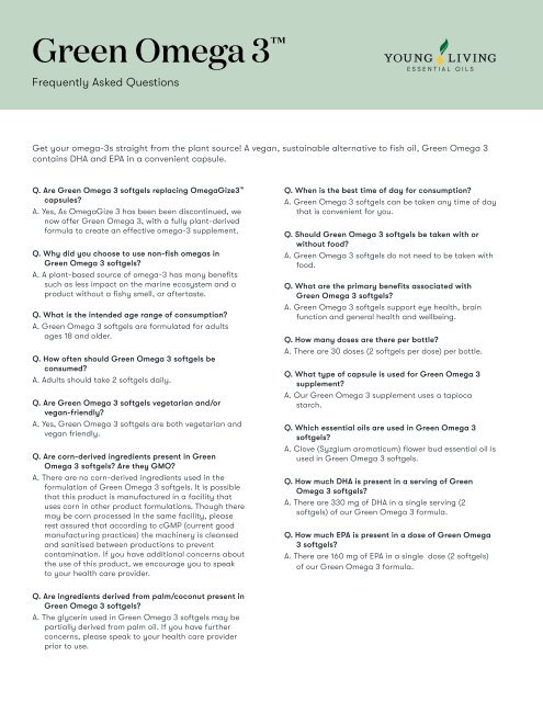 Green Omega 3 FAQs