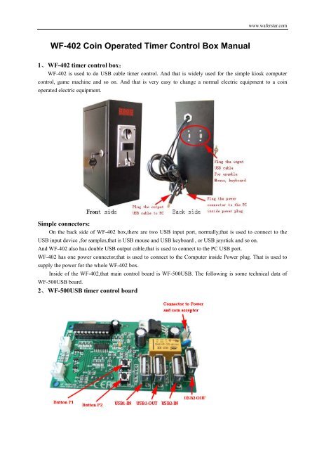 WF-402 Coin Operated Timer Control Box Manual