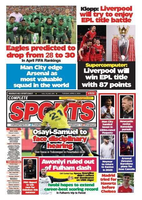 COMPLETE SPORTS - TUESDAY, APRIL 2, 2024