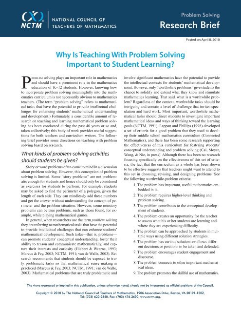 Why Is Teaching With Problem Solving Important to Student Learning?