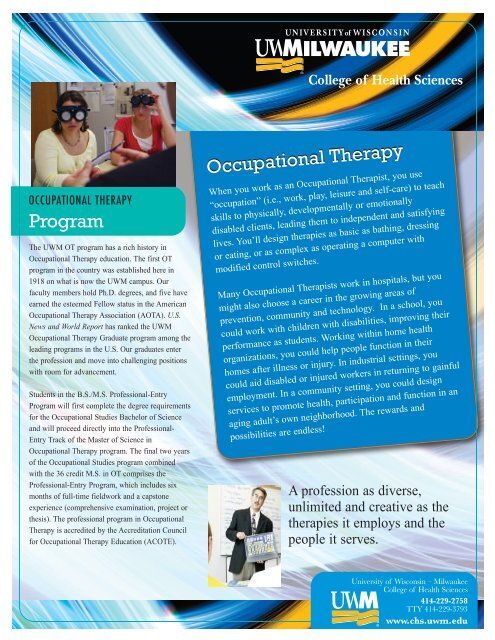 Professional Study in Occupational Therapy - UW-Milwaukee