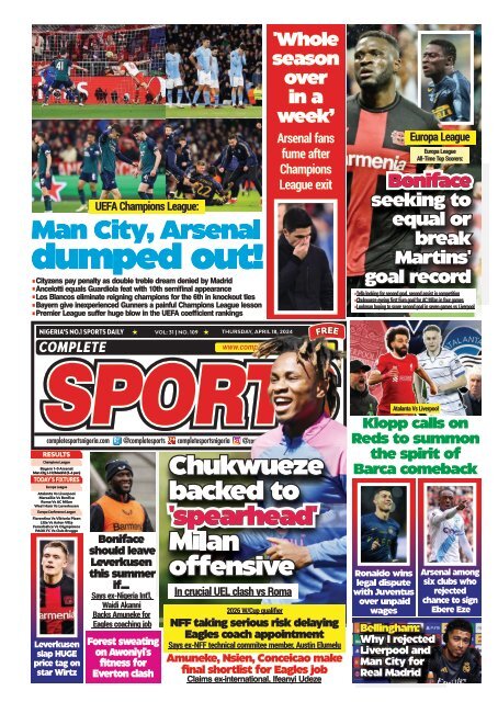 COMPLETE SPORTS - THURSDAY, APRIL 18, 2024