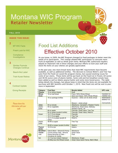 Montana WIC Program - Montana WIC/Nutrition