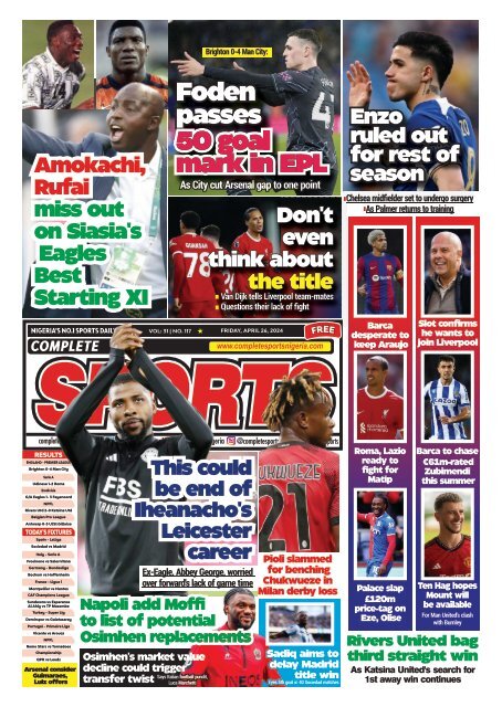 COMPLETE SPORTS - FRIDAY, APRIL 26, 2024