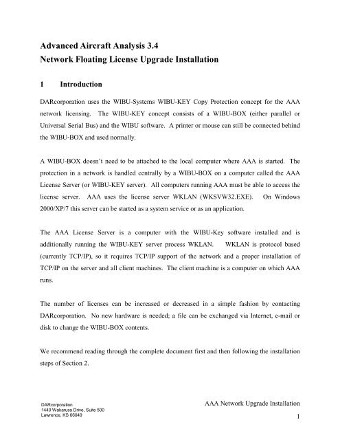 Advanced Aircraft Analysis 3.4 Network Floating ... - DARcorporation