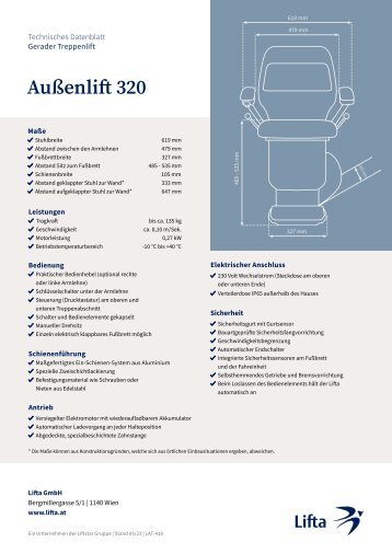 Lifta AT Außenlift 320 - techn. Datenblatt