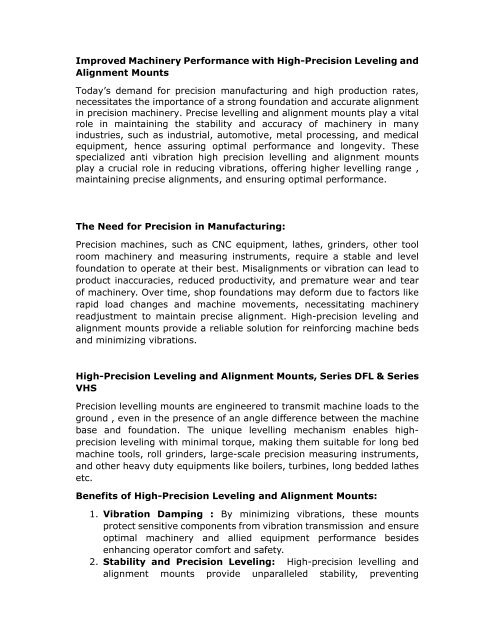 Improved Machinery Performance with High-Precision Leveling and ...