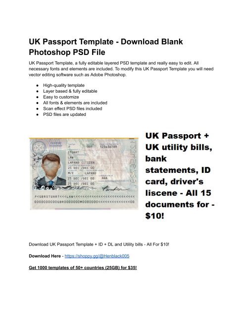 Uk Passport Template