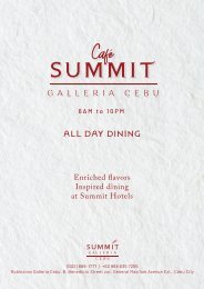 Cafe Summit Tagaytay All-Day Dining Menu