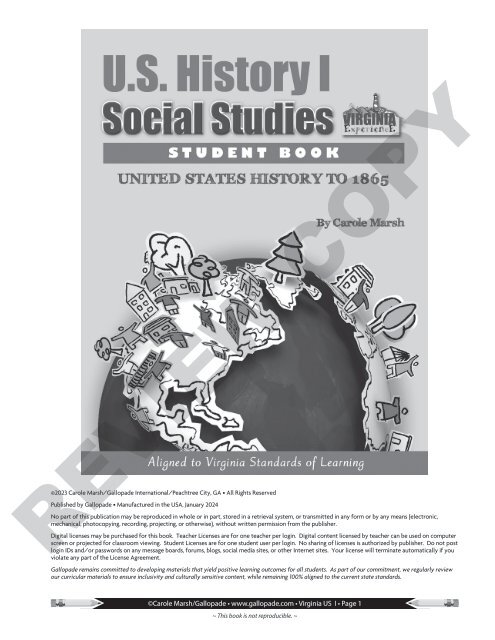 VA U.S. History I Unit 1 Student Book Sample