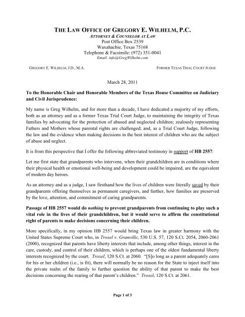 THE LAW OFFICE OF GREGORY E. WILHELM, P.C.