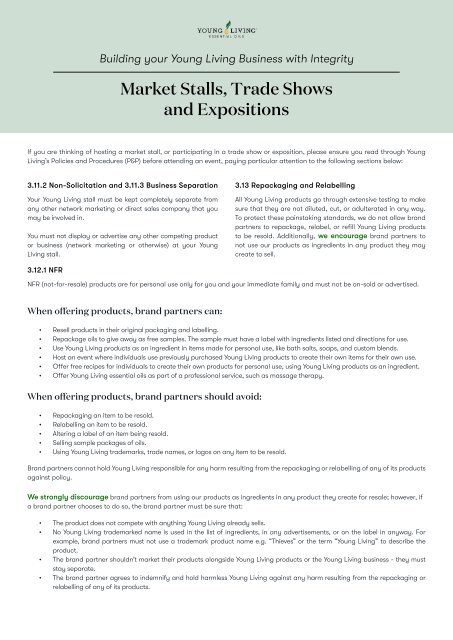 Guidelines for Markets Expos and Trade Shows