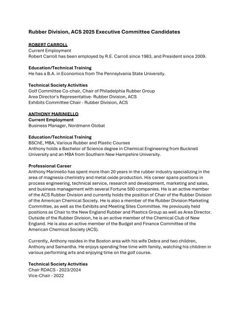 2025 Executive Committee Candidates