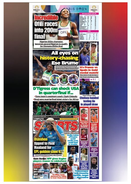 COMPLETE SPORTS - TUESDAY, AUG 6, 2024