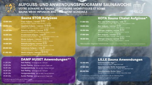 Aufguss- und Anwendungsprogramm Saunawoche