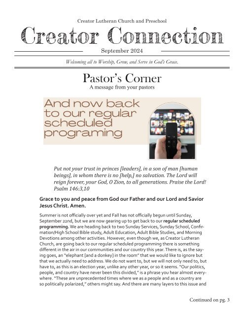 Creator Connection September