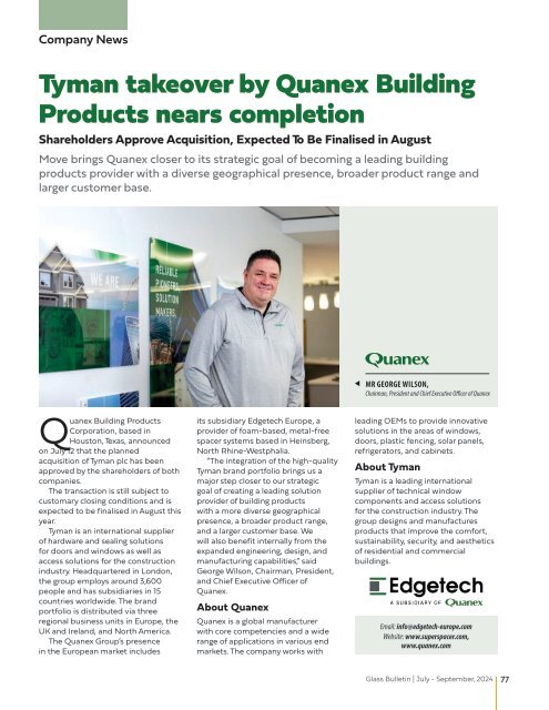 Tyman takeover by Quanex Building Products nears completion