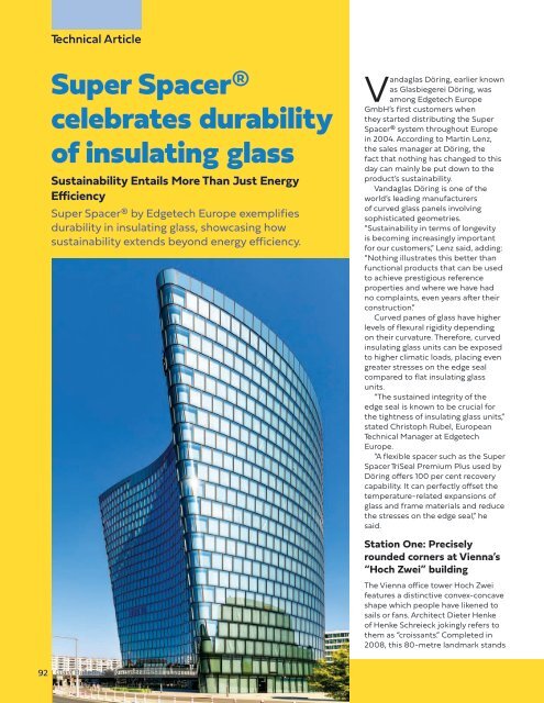 Super Spacer® celebrates durability of insulating glass