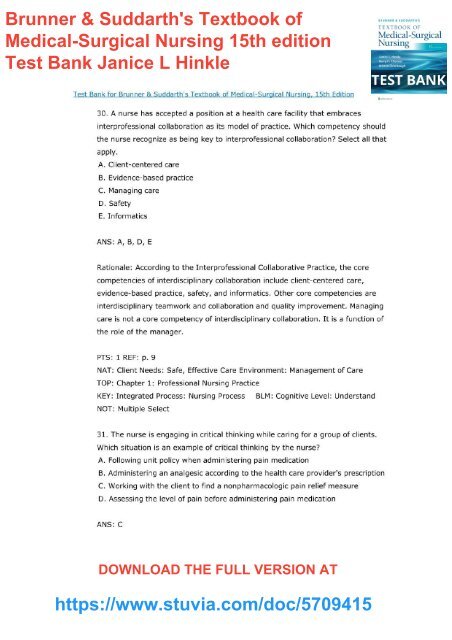 Brunner & Suddarth's Textbook of Medical-Surgical Nursing 15th edition ...