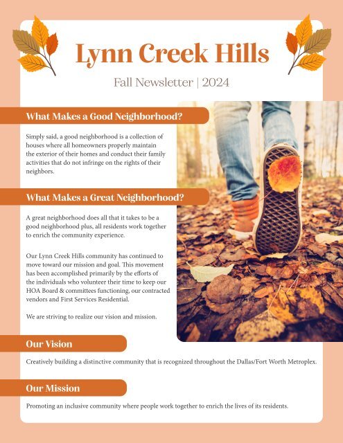 Lynn Creek Hills Fall Newsletter 2024