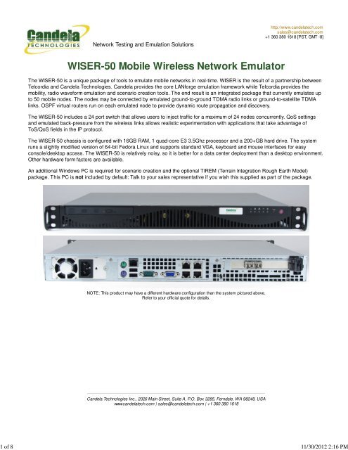 WISER-50 Mobile Wireless Network Emulator - Candela Technologies