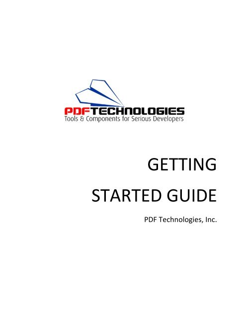 PDFTechLib - Getting Started Guide - PDF .NET Library for C#, ASP ...