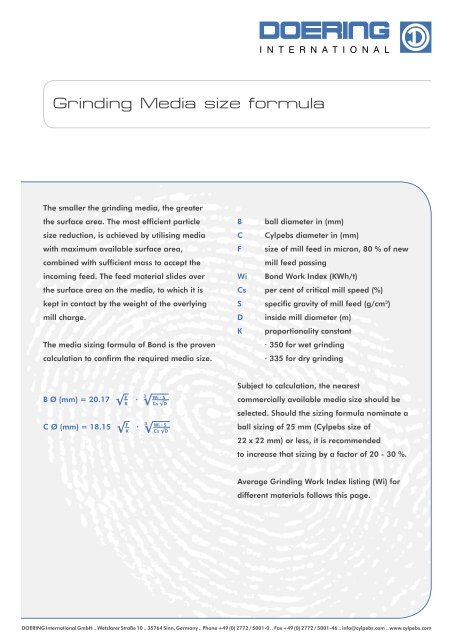 Download Datasheet Grinding Media Formular ... - doering-sinn.de