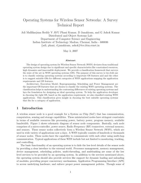 Operating Systems for Wireless Sensor Networks - Distributed and ...