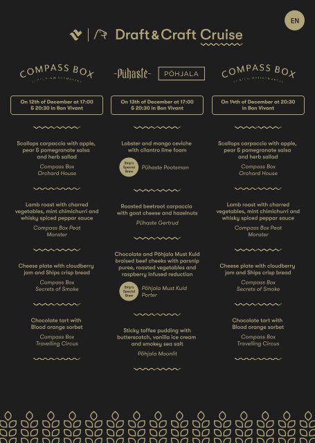 Draft & Craft 2024 special dinner menu ENG