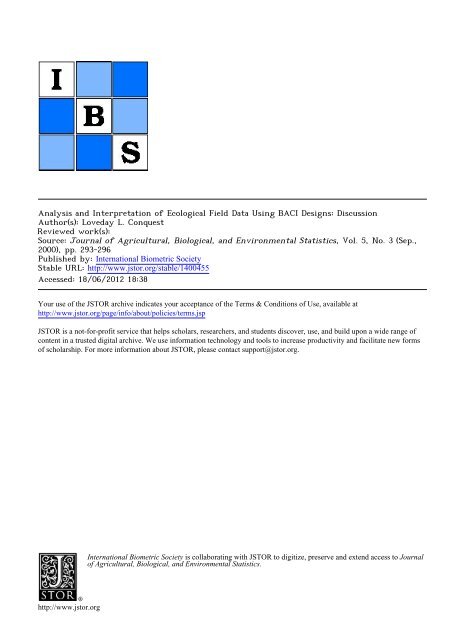 Analysis and Interpretation of Ecological Field Data Using BACI ...