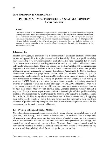Problem Solving Processes In A Spatial Geometry Environment