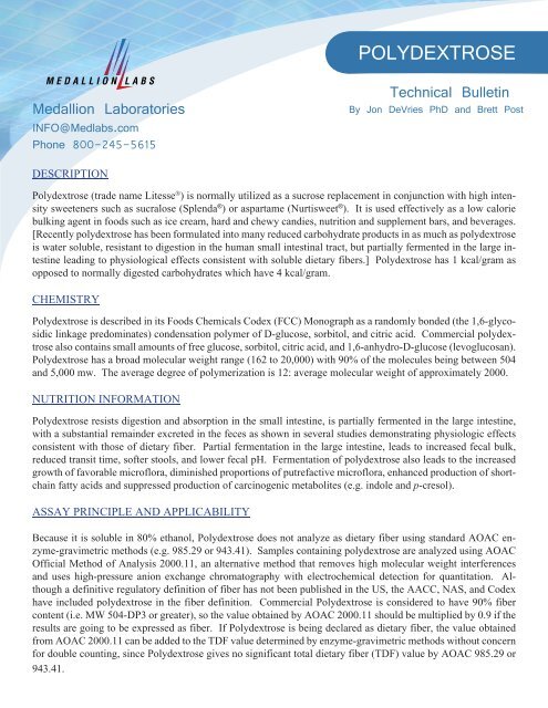 POLYDEXTROSE - Medallion Labs