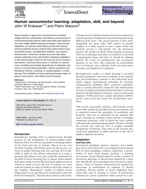 Human sensorimotor learning: adaptation, skill, and beyond