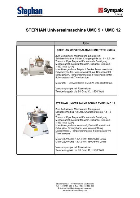 STEPHAN Universalmaschine UM 44 - Stephan Machinery