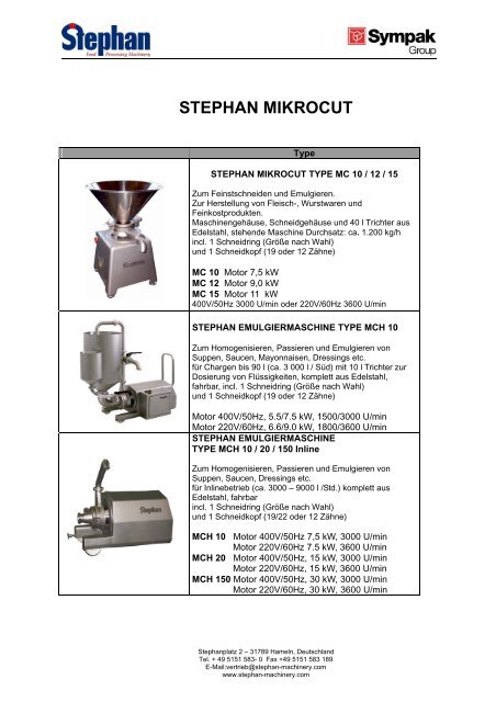 STEPHAN MIKROCUT - Stephan Machinery