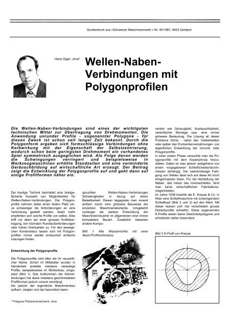 Wellen-Naben- Verbindungen mit Polygonprofilen