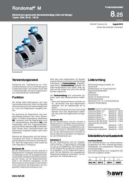 Rondomat M - bei BWT Wassertechnik GmbH