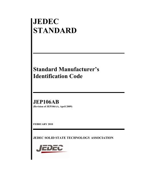 JEDEC Standard Manufacturer's Identification Code