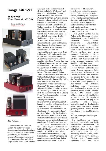 image hifi 5/97 - Welter Audio-Electronic