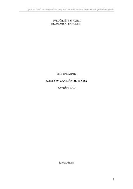 NASLOV ZAVRŠNOG RADA - Veleučilište u Rijeci