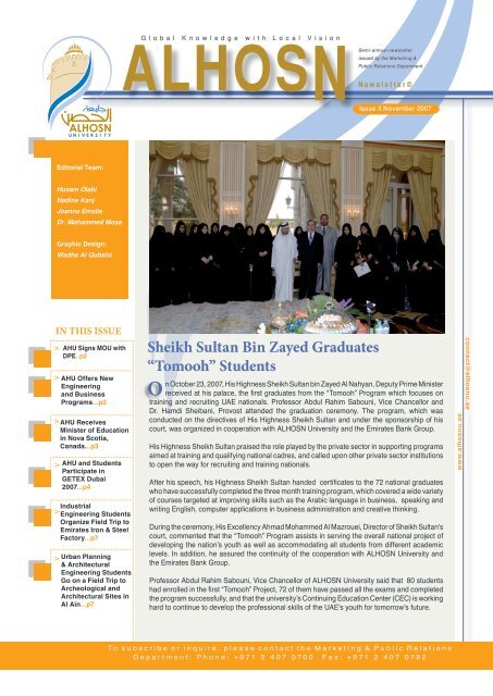 Sheikh Sultan Bin Zayed Graduates “Tomooh” Students - ALHOSN ...