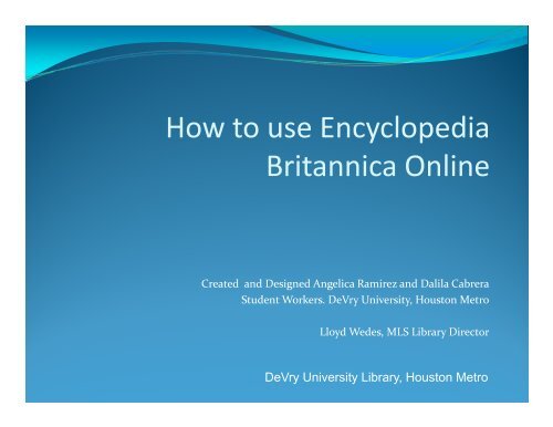 How to use Encyclopedia How to use Encyclopedia Britannica Online