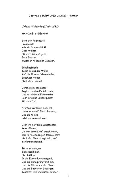 Goethe Gedichte Sturm Und Drang
