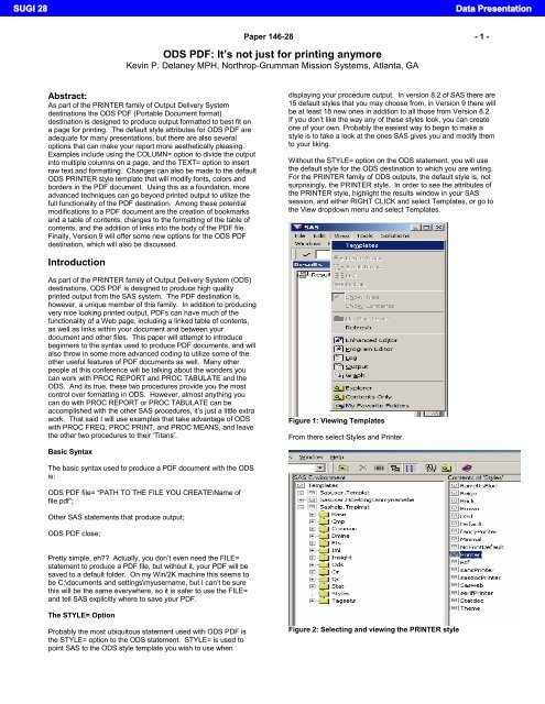 SUGI 28: ODS PDF: It's Not Just for Printing Anymore! - SAS