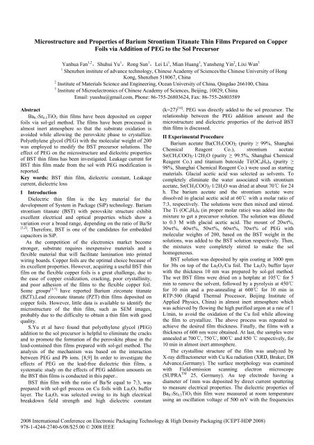 Microstructure and Properties of Barium Strontium Titanate Thin ...